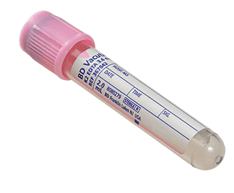 BD Vacutainer® Plastic EDTA Crossmatch Tube with Pink Hemogard Cap (6ml ...