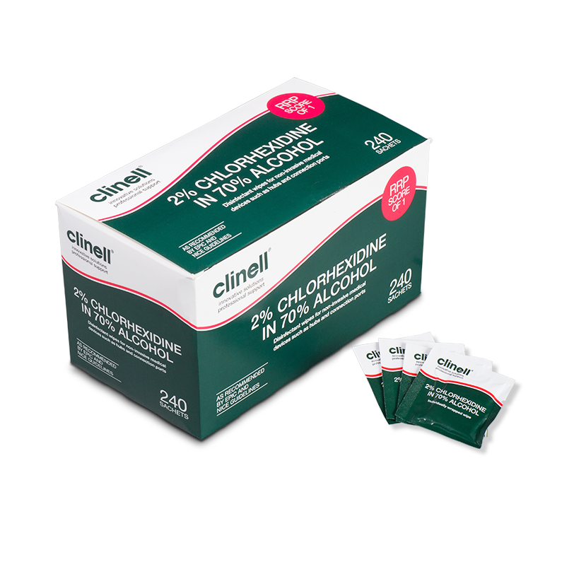 Clinell 2% Chlorhexidine with Alcohol Sachets for Equipment - Box of ...
