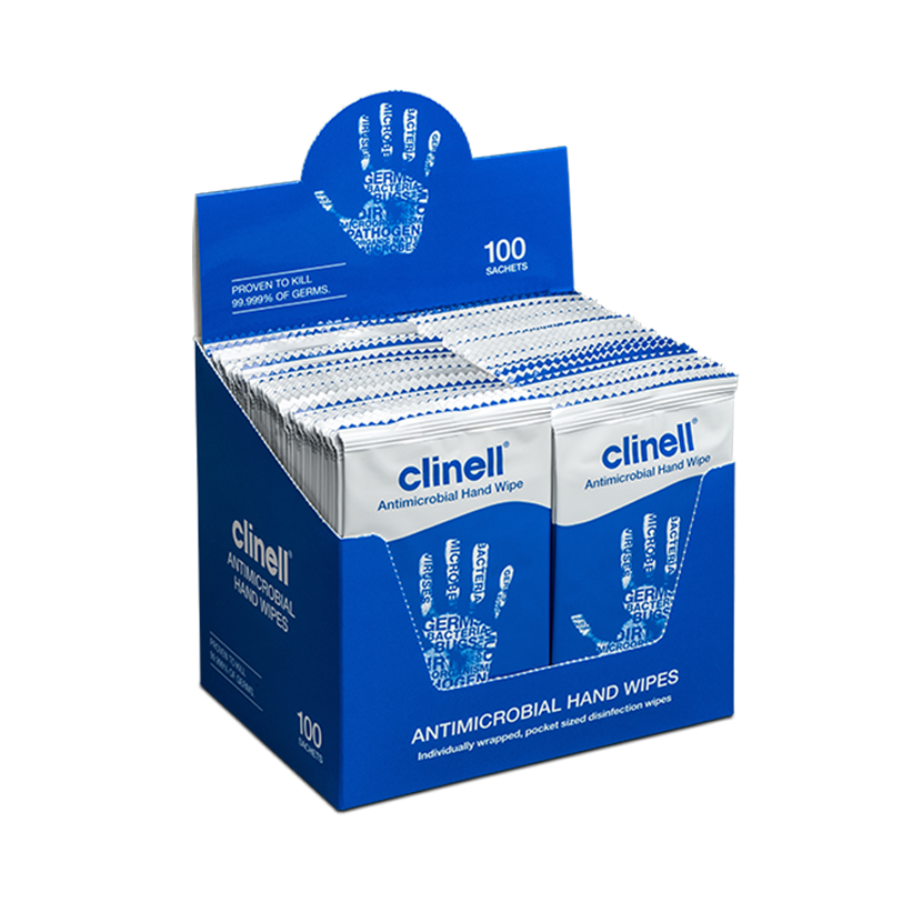 Clinell Antimicrobial Hand Wipes Individually Wrapped - Box of 100 | HCE