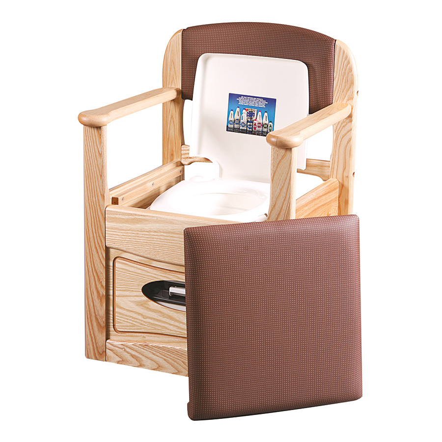 Royale Hardwood Flushing Commode - Brown | HCE