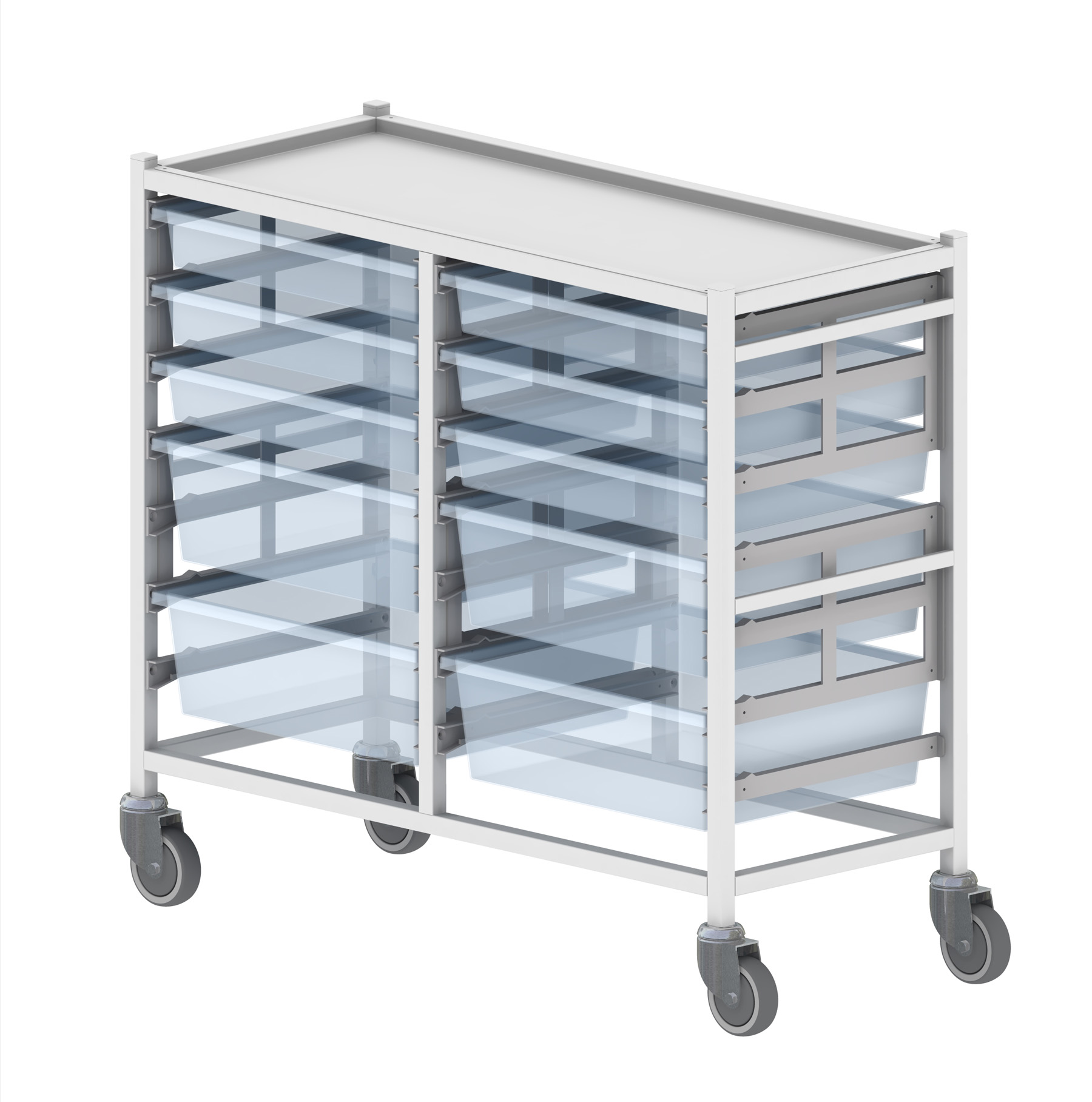 Double Column Medical Trolley with A3 Document Trays | HCE