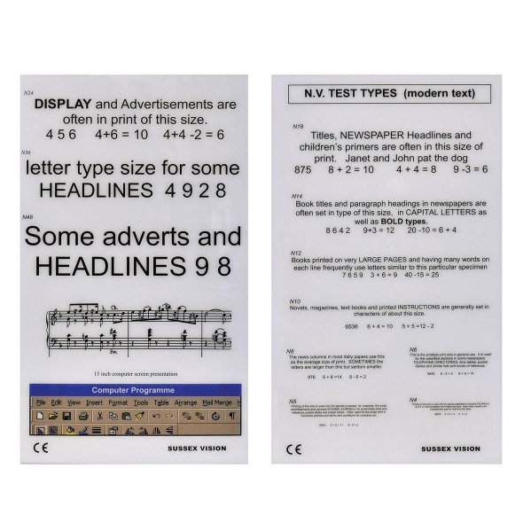 Sussex Vision Reading Test Types SNT-300-L | HCE