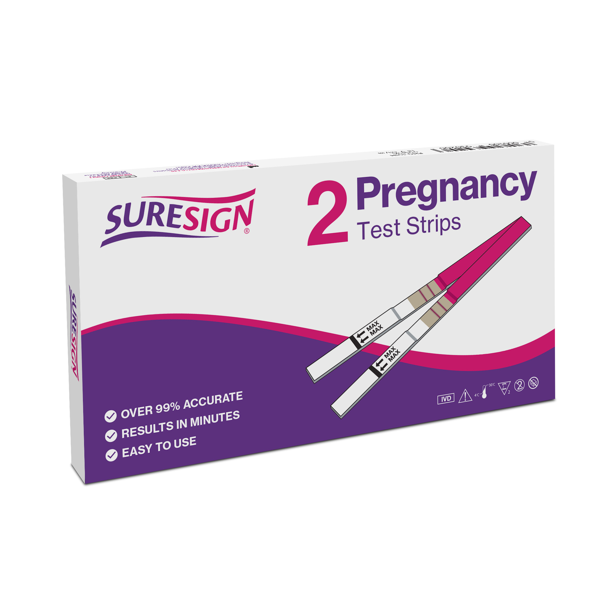 SURESIGN Pregnancy Testing Strips (2 Pack) | HCE