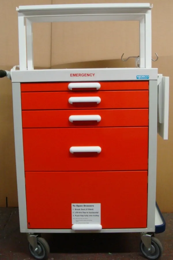 Defibrillator 5 Drawer Emergency Trolley M-95SE | HCE