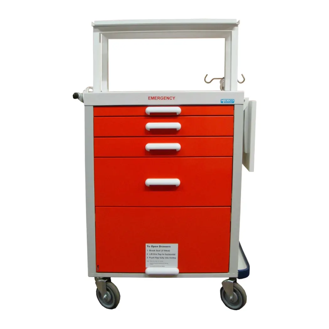 Medisco Defibrillator 5 Drawer Emergency Trolley M-95SE | HCE
