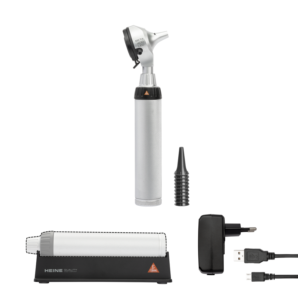 HEINE BETA 400 LED Otoscope - With BETA4 USB rechargeable handle with USB cord | HCE