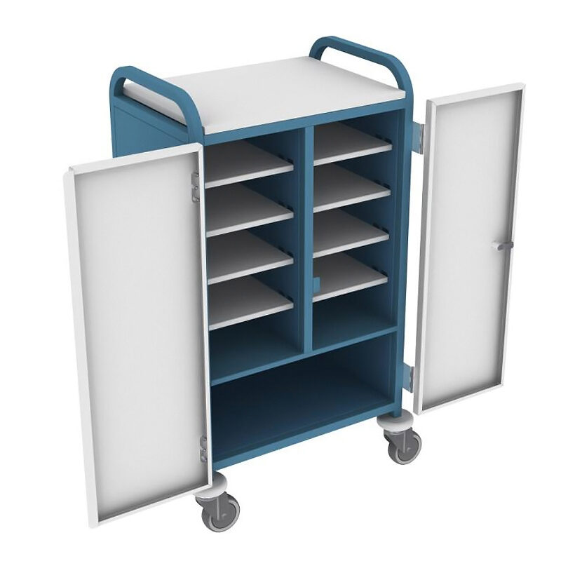 Shuttleworth Eight Shelf, White Case Note Trolley with Cam Lock - 610mm ...