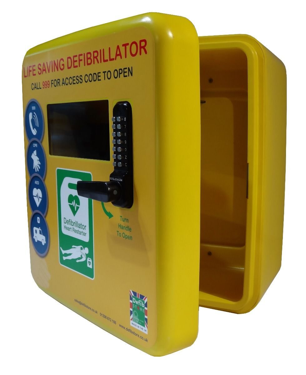 Secure Outdoor AED Cabinet - Yellow with Keypad Lock | HCE