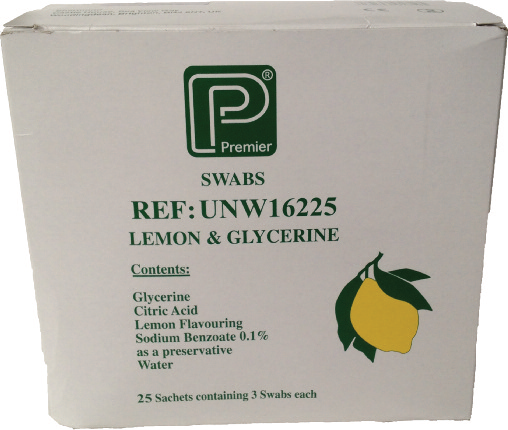 Lemon and Glycerine Swab Sticks 3 per sachet (x25 Sachets) | HCE