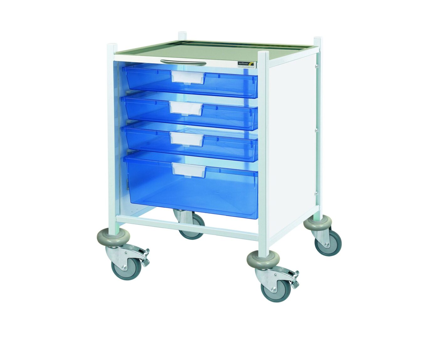 Sunflower Vista 40 Clinical Trolley – 3 Single & 1 Double Depth Tray | HCE