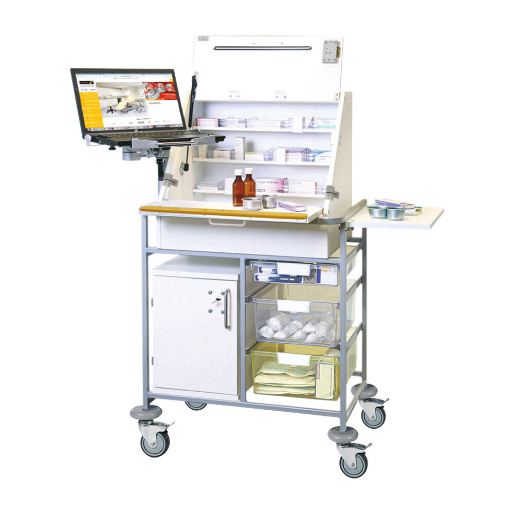 Sunflower Kinect EPMA Station Small Ward Drug Trolley with Storage Box ...