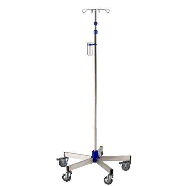 IV-Pole Intensive Care - Stainless Steel - Blue - One-hand height ...