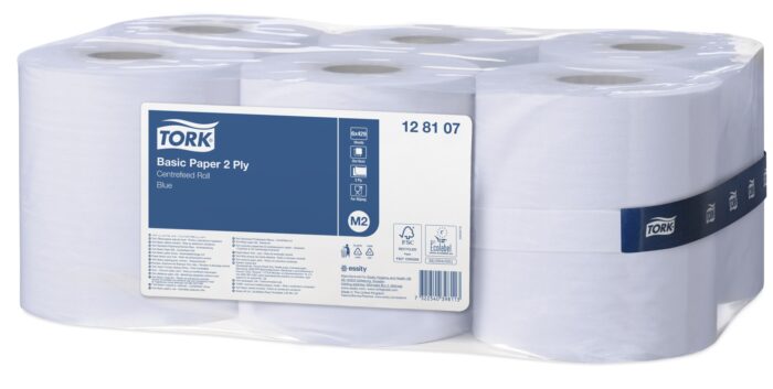 Tork Basic Centrefeed Wiping Paper Blue M2 - 6 x 150m - 128107 | HCE